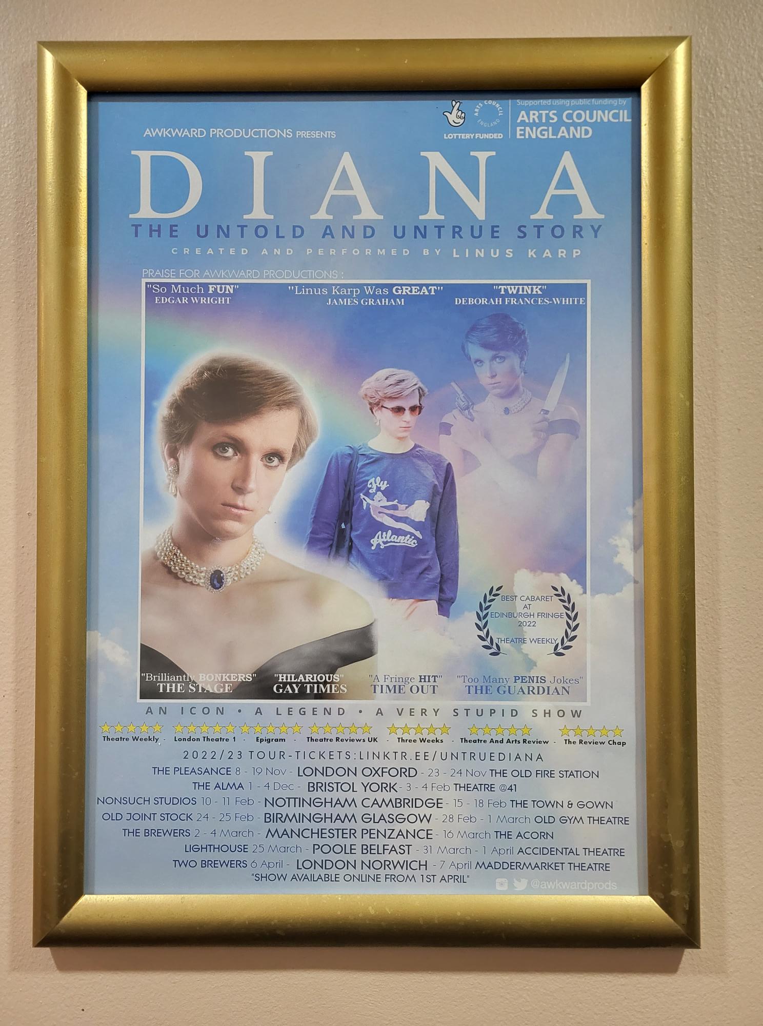 Untrue Diana by Linus Karp at The Pleasance Theatre – Sadie takes the Stage